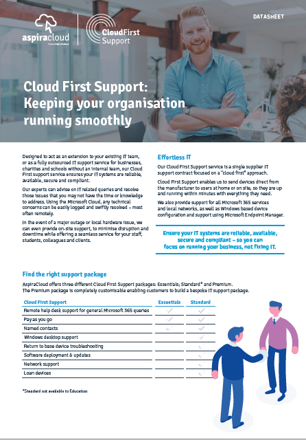 Free Data Sheet - Cloud First Support from AspiraCloud